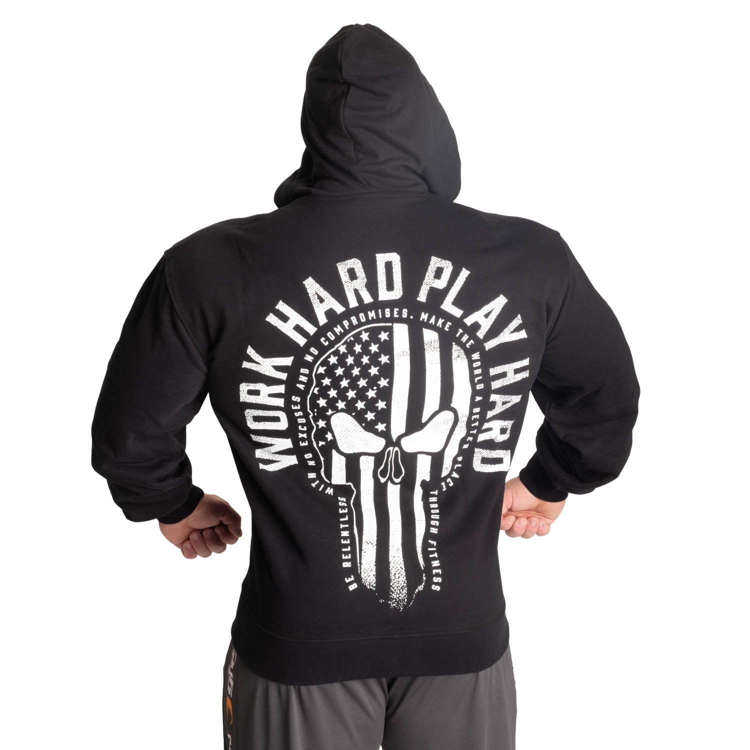 GASP Skull Classic Hood – Full-Zip Hoodie with Bold Back Print – Gym ...